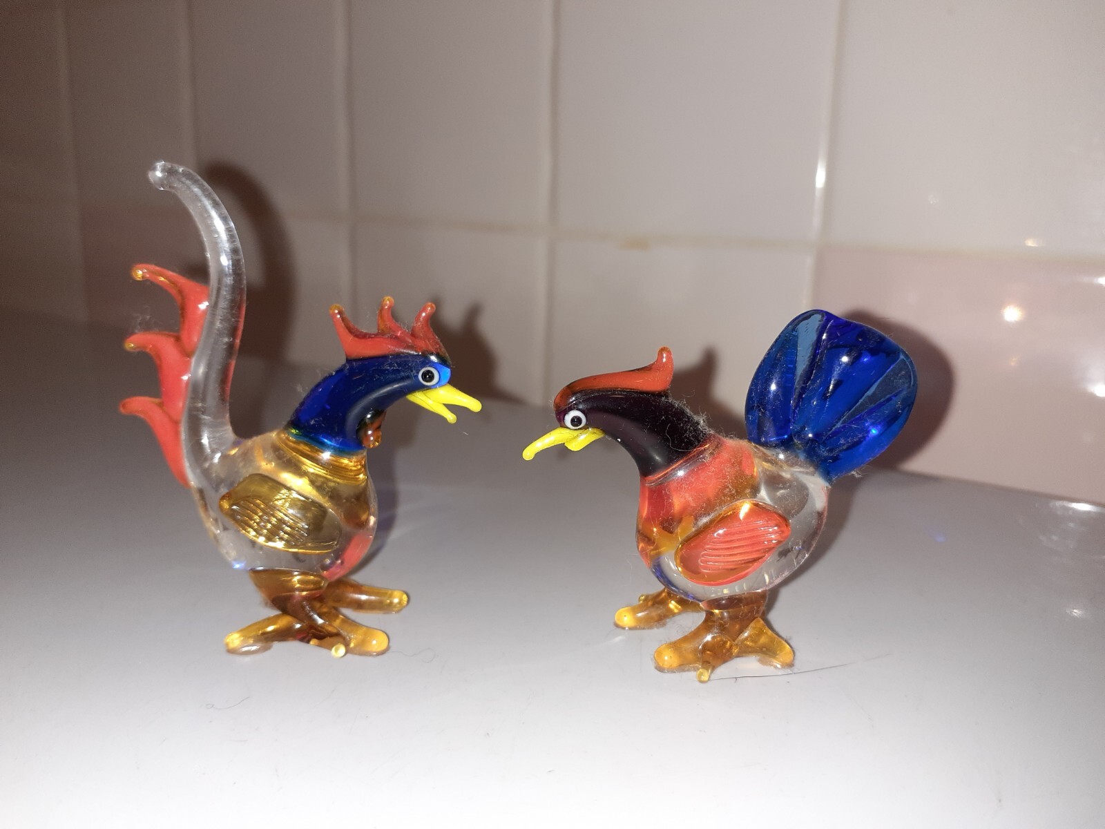 Vintage Adorable Miniature Glass Rooster & Chicken Figurines | eBay