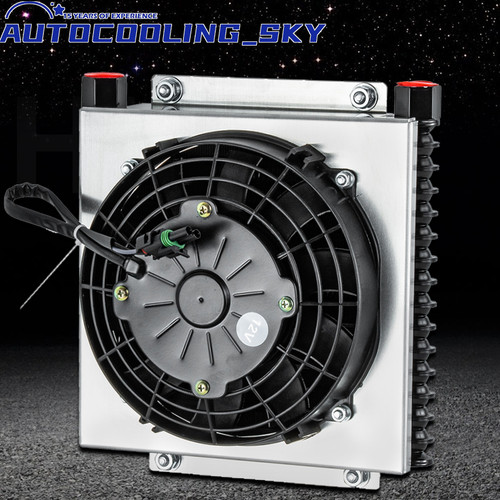 Transmission Oil Cooler With Shroud Fan / Stacked Plate Hot Rod Engine ...