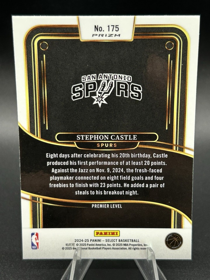 Stephon Castle 2024-25 Select Premier Level RC #175 Blue Ice Prizm SP ...