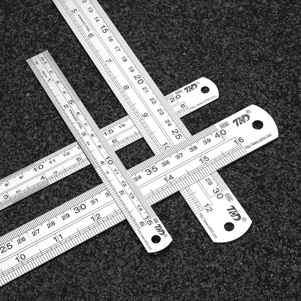 Stainless Steel Ruler Metal Straight Edge Measuring Tool Set Of 46/8/12 ...