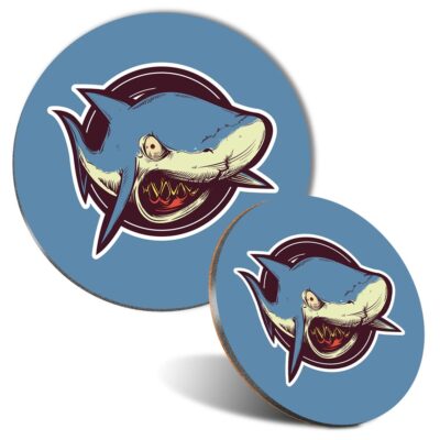 Mouse Mat & Coaster Set Angry Shark Surf Great White Jaws #57175 | eBay UK