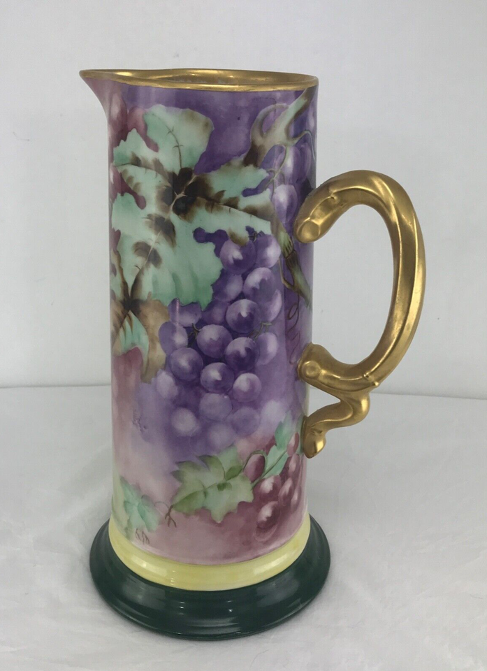 Antique JPL Jean Pouyat Limoges France #559 Tankard Pitcher Grapes Hand ...