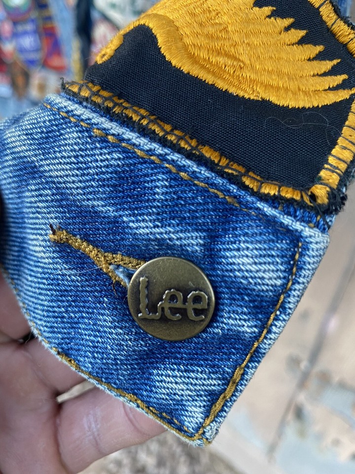 Vintage Lee Denim Rare Patches Jacket Xl | eBay