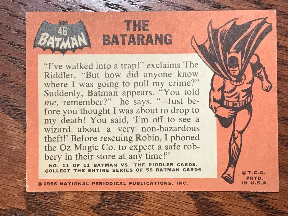 EXCELLENT 1966 BATMAN THE BAT-A-RANG CARD # 46 CARD-FEB777 | eBay