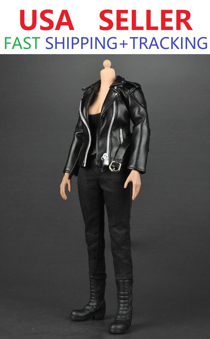 1/6 T-800 Black Leather Jacket Suit Set For Terminator 12" Female ...
