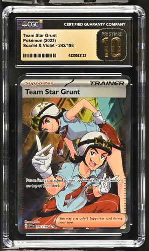 CGC Graded 10 Pristine Team Star Grunt 242/198 Scarlet & Violet Pokemon ...