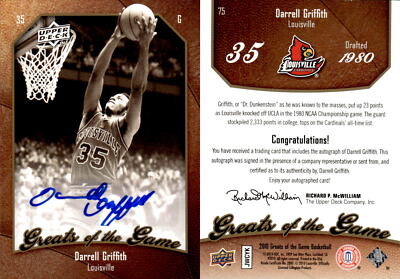 2009-10 Greats of the Game Autographs #75 Darrell Griffith - NM-MT | eBay