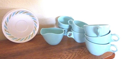 16 Piece Lot~ Aqua green & white Windsor Melmac Melamine Dishes | eBay