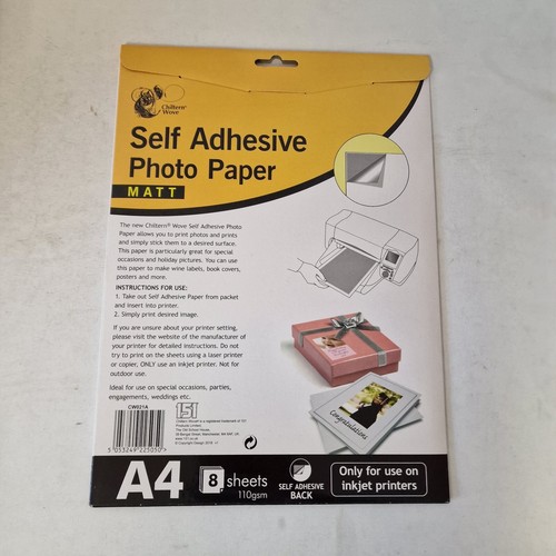 8 Sheets A4 110Gsm Self-adhesive Sticky high Matt Inkjet Photo Paper ...