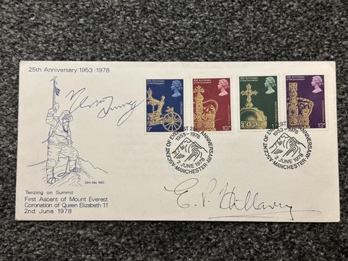 Signed TENZING NORGAY & EDMUND HILARY Everest Anniversary FDC Cover ...