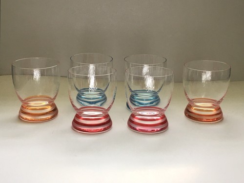 Vintage Swirl Art Glass Footed Rocks Glasses- Set Of 6 | eBay