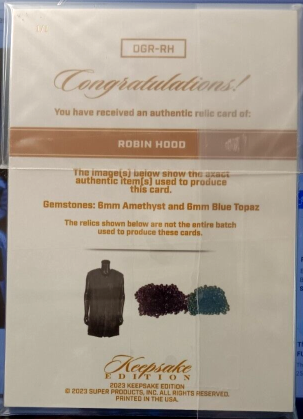 #1/1 2023 KEEPSAKE 5X7 JUMBO CARD ROBIN HOOD JUMBO RELIC CARD#DGR-RH ...