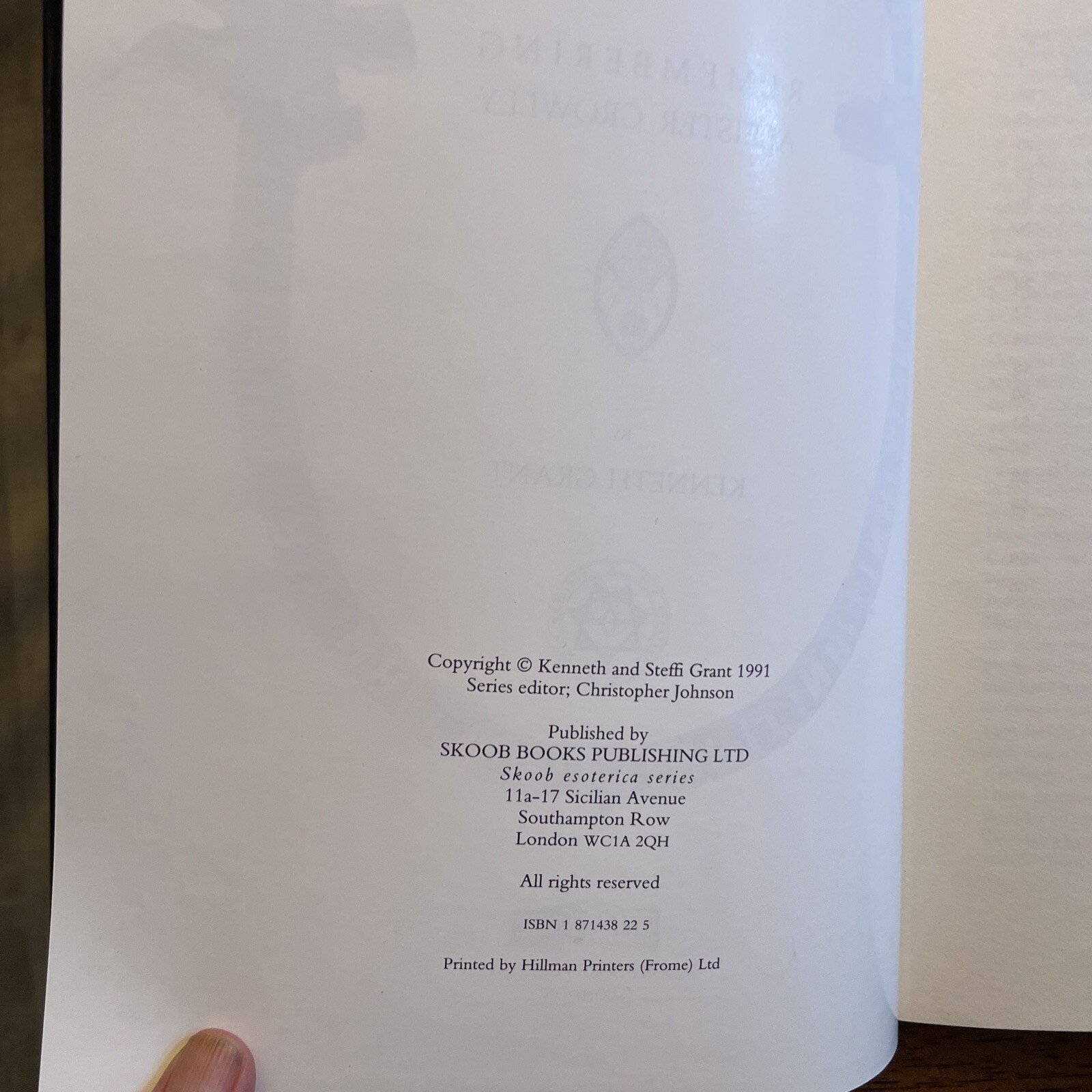 Remembering Aleister Crowley : Kenneth Grant : Hardcover : 1991 ...