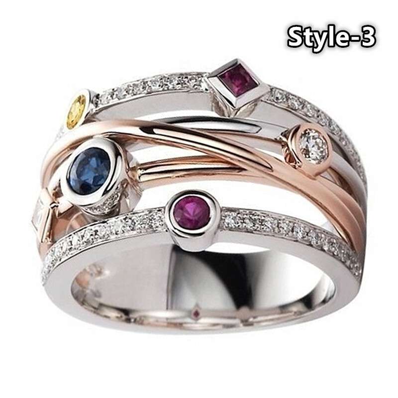 Fashion Two Tone 925 Silver Ring Women Jewelry Cubic Zircon Ring Sz 6 ...