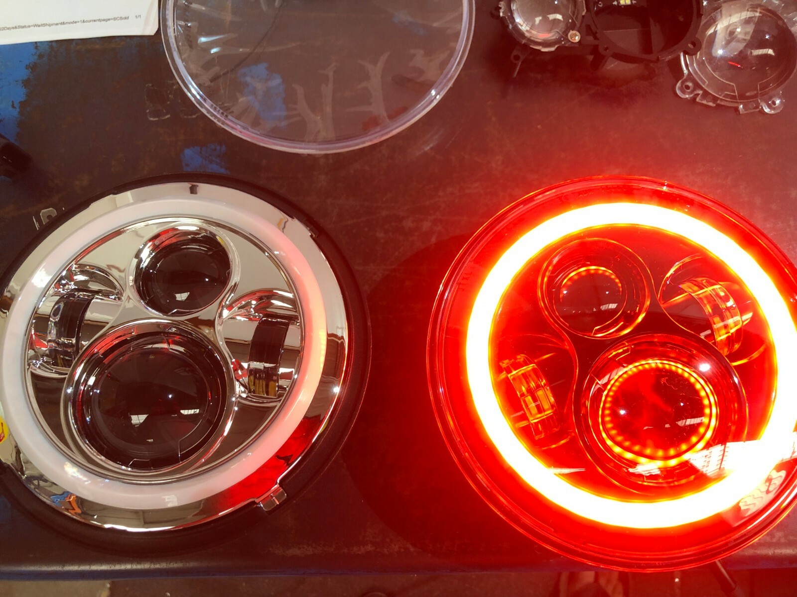 7" JTX LED Halo RED & Amber Headlights Ford Falcon GS GT XP XR XT XW XY ...