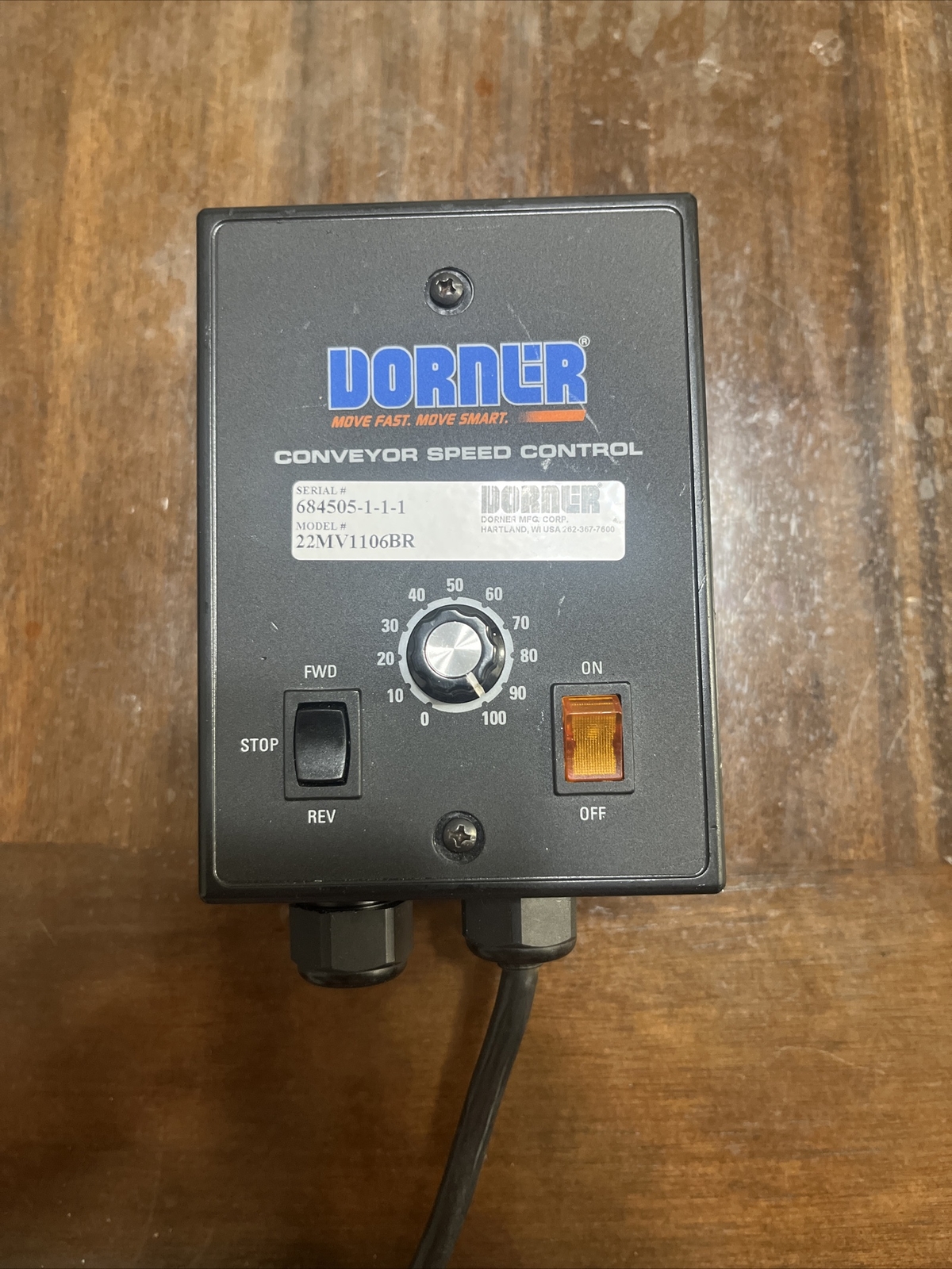 O182 DORNER CONVEYOR SPEED CNTROL 22MV1122BR W SAFETY CONTROL BOX for ...