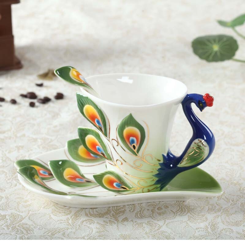 220Ml Porcelain Coffee /tea Cups & Saucers Set Chinese Elegant Ceramic ...