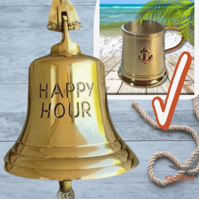 Bronze Maritime Ship Bell Happy Hour Bell Hanging Nautical Wall Decor a ...
