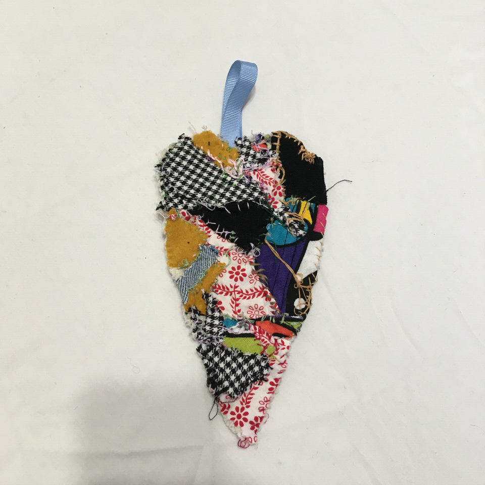 Hand crafted upcycle scrap patchwork fabric primitive country heart ...