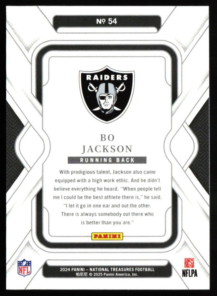 2024 National Treasures Purple 63/75 Bo Jackson #54 GS1 | eBay