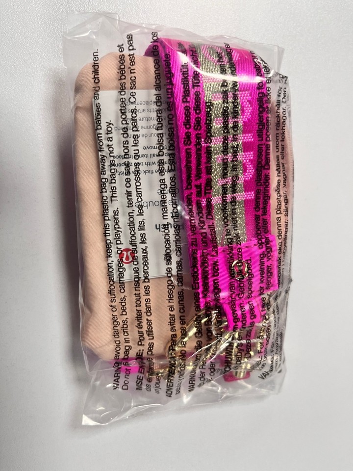 Lulu**lemon Dual Pouch Wristlet Keychain Wallet Pink Logo Light Pink | eBay