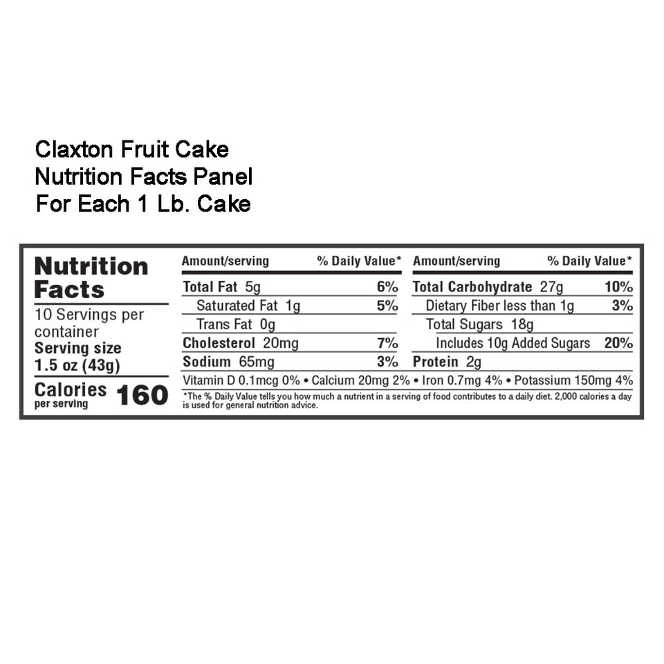 Claxton Fruit Cake 3-1 Lb. DARK - Shipped Direct From Claxton Bakery ...