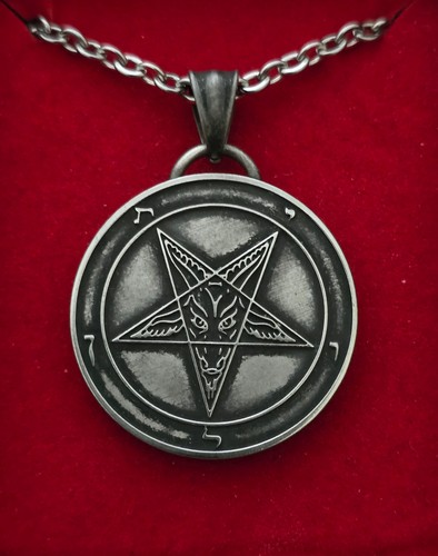 Sigil of Baphomet Antique Silver 1.25" Church of Satan goth punk occult ...