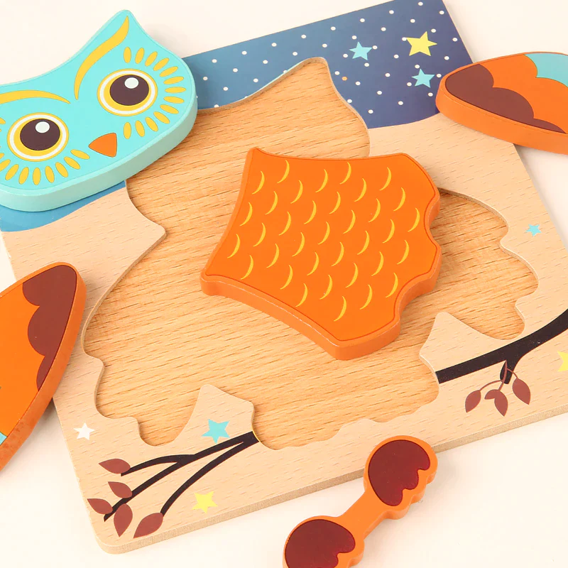 High Quality 3D Wooden Puzzles Educational Cartoon Animals Early ...