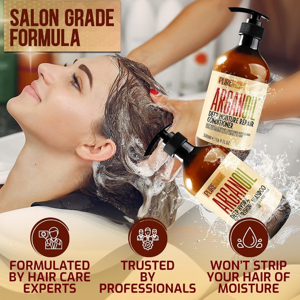 Moroccan Argan Oil Shampoo and Conditioner Set - Sulfate Free Care with ...