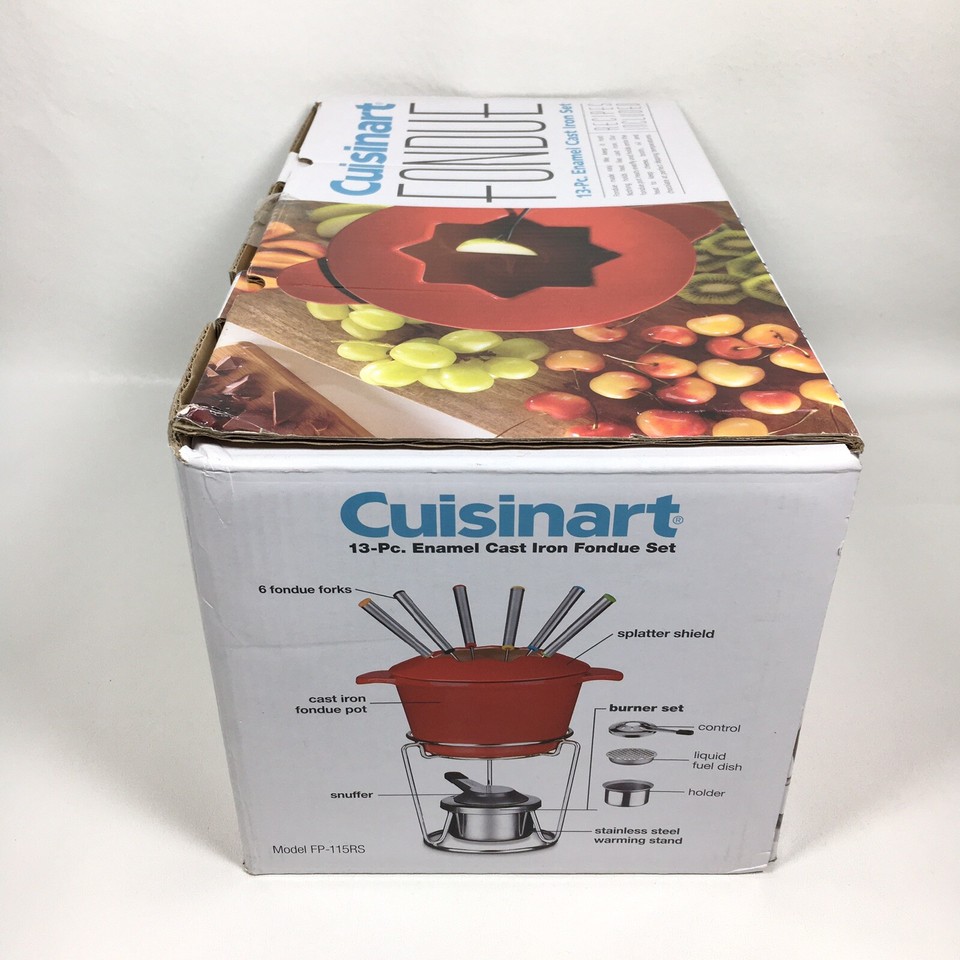 Cuisinart Red Enameled Cast Iron Fondue Set NEW SEALED 13 Piece ...