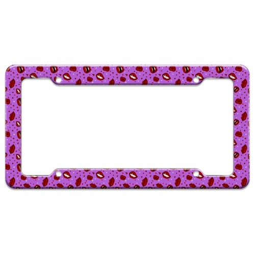 Luscious Red Lips Kiss Pattern Set License Plate Tag Frame | eBay