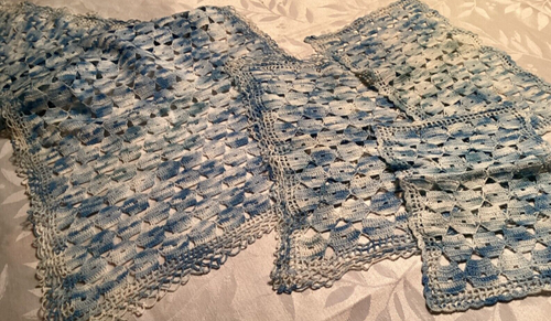 Set 4- Variegated Blue Vintage Table Runners DOILIES Fancy Hand ...