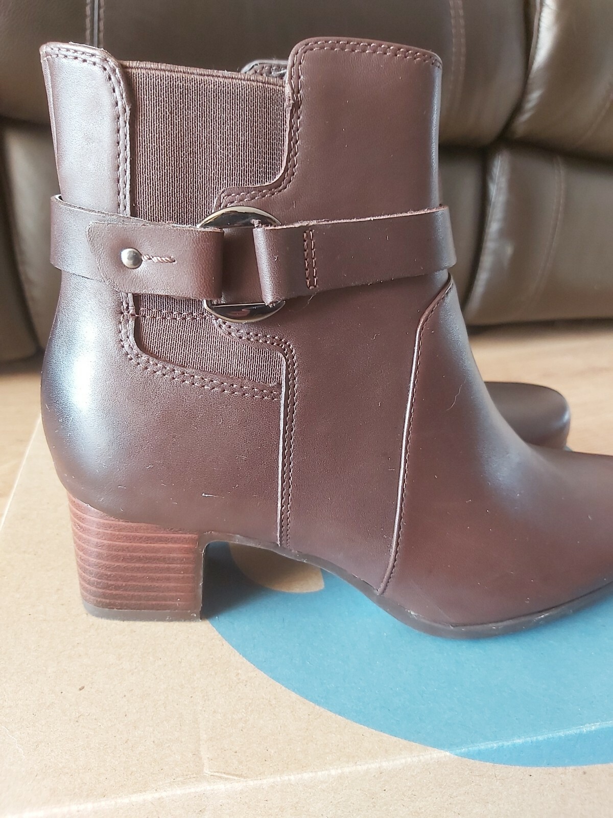 Brand New Clarks Ladies Brown Leather Ankle Boots Size 3 Un Damson Mid ...