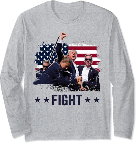 Trump Fight Fist Rally Trump Rally 2024 American Long Sleeve Tshirt | eBay