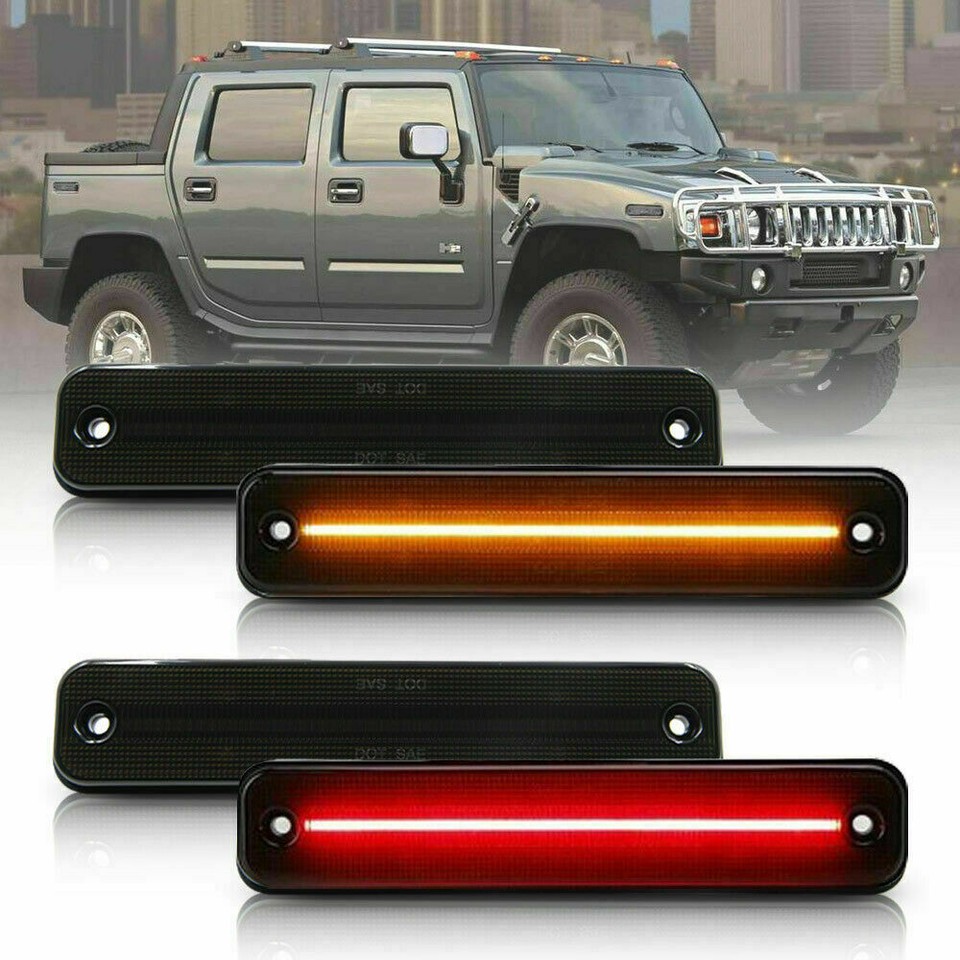 For 2003-2009 HUMMER H2 Smoked LED Side Marker Light Front Rear Set ...
