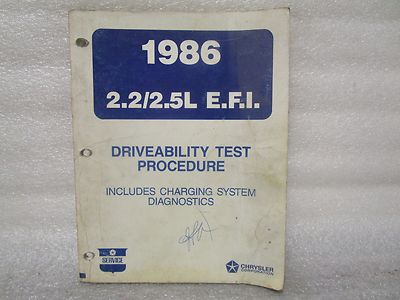 1986 DRIVEABILITY TEST PROCEDURE 2.2/2.5L E.F.I. 81-699-010 | eBay