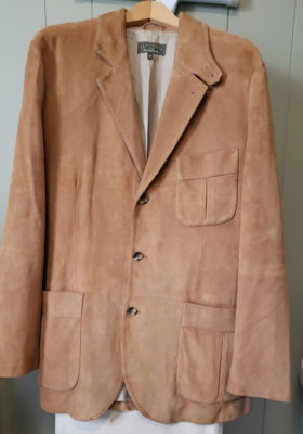 J.L. Powell Mens Brown Suede Leather Jacket Coat Size 42 XL | eBay