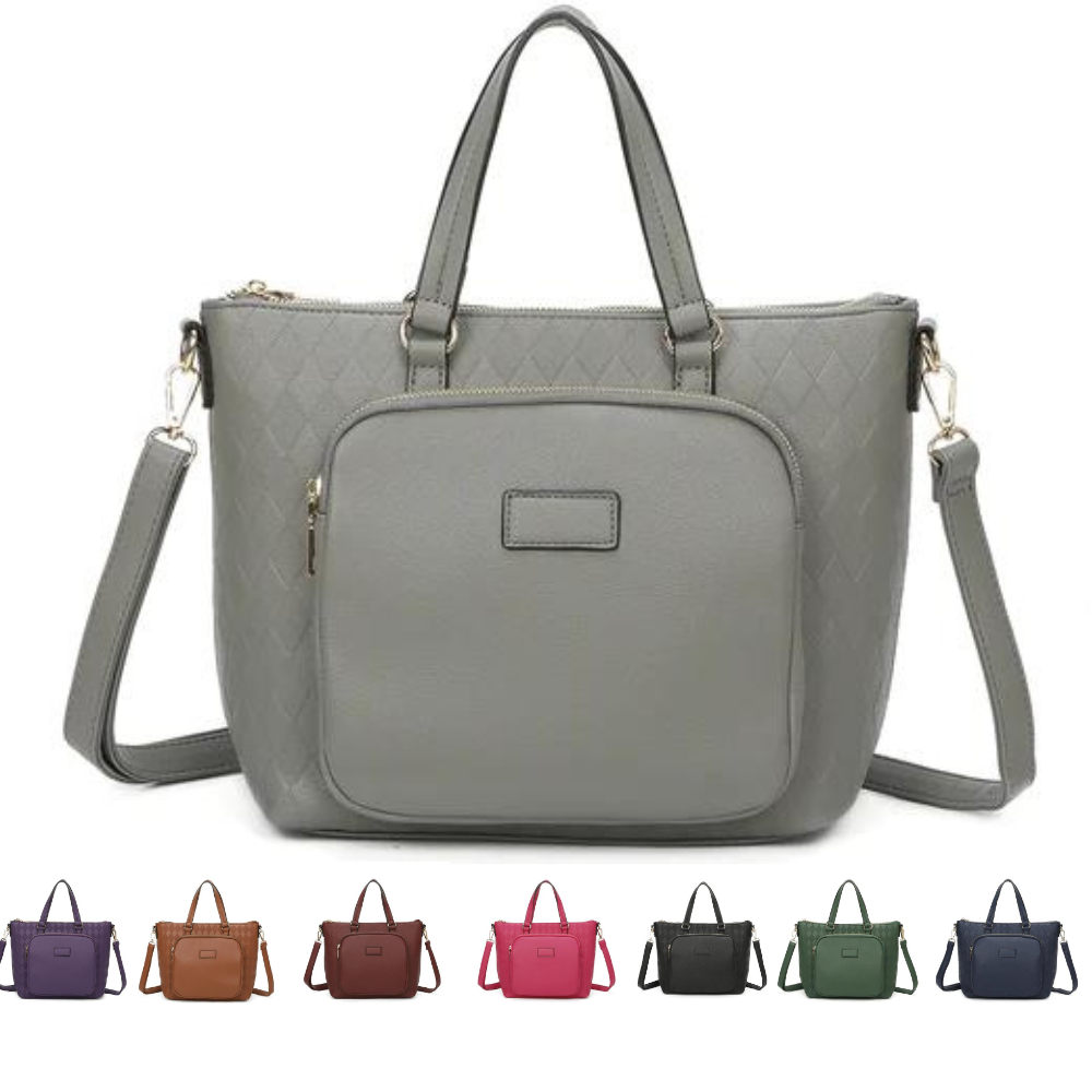 Women Large Tote PU Leather Multi-Pockets Shopper Handbag Shoulder ...