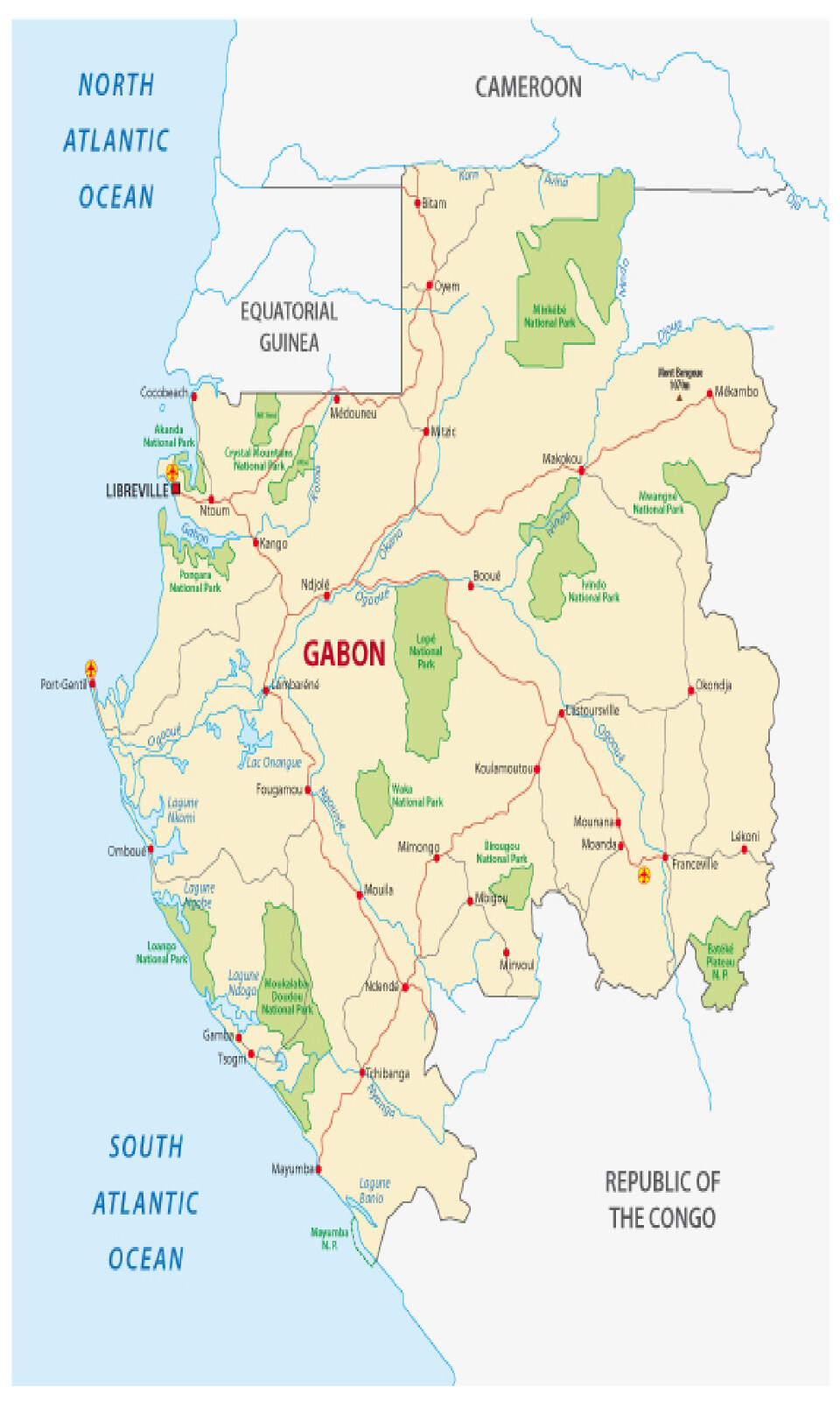 Laminated Gabon Road Map (120 x 200 cm) Poster | eBay