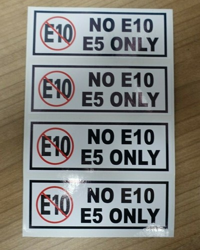 4 x NO E10 E5 ONLY Stickers Car Fuel Petrol Cap Super Unleaded Classic ...