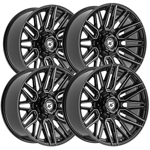 (Set of 4) Gear Off-Road 770BM Edge 22x10 8x180 -19mm Black/Milled ...