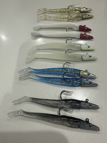 10 Pcs Fishing Lures Job Lot Sand Eels Tackle Gear Jigs Soft Saltwater ...