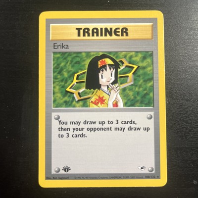 Pokémon TCG 1st Edition Erika Trainer Card 100/132 Gym Heroes Series | eBay