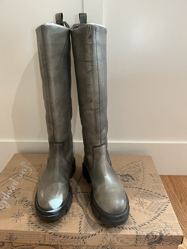 Free People Brooks Leather Lugged Sole Tab Pull On Tall Boots 36. Color ...