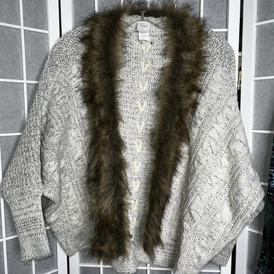 Northern Angel Sweater Women Medium Gray Cotton Knit Long Sleeve Open ...