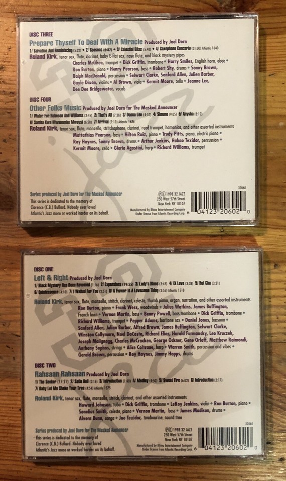 Aces Back to Back Rahsaan Roland Kirk CD 4 Disc Set NO BOX COVER ART ...