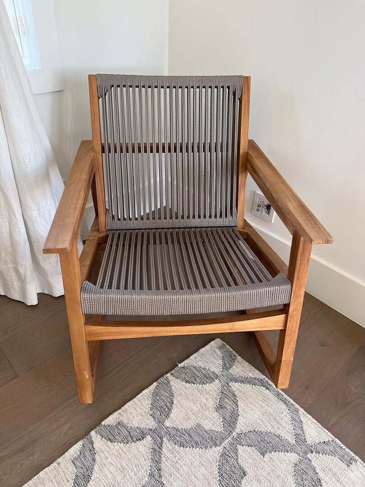 Solid Teak Modern Woven Rope Rocker | eBay