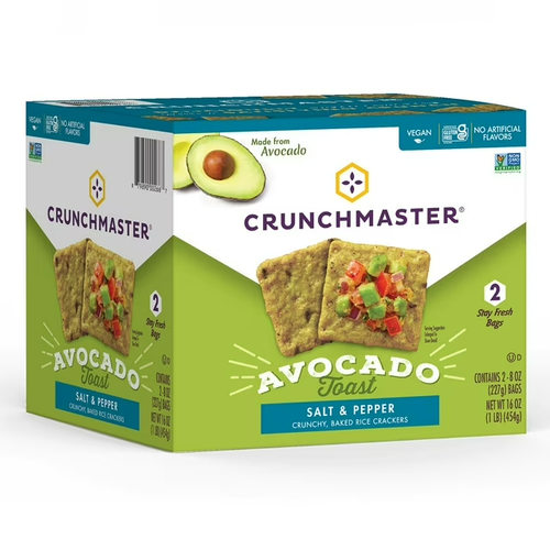 Crunchmaster Avocado Toast Crackers with Salt & Pepper, 16 oz Gluten ...