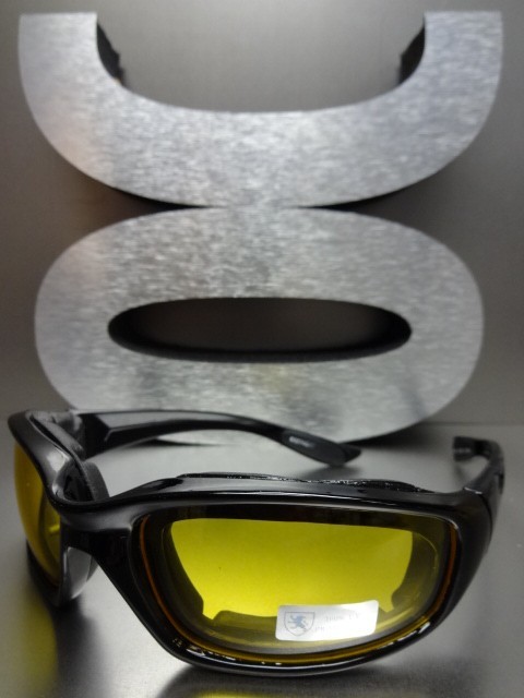 MOTORCYCLE Day Night RIDING PADDED Yellow Lens SUN GLASSES GOGGLES Gray ...