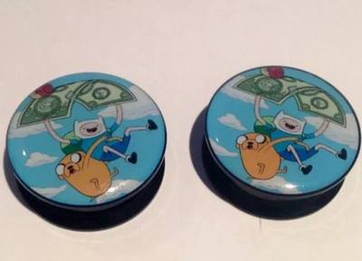 Pair Adventure Time Ear Plugs Flesh Tunnel Tunnels Stretcher Taper 6 ...